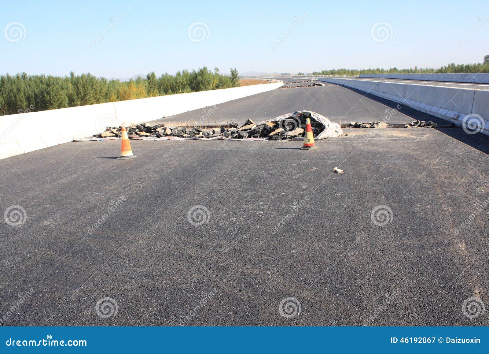 Damaged asphalt road stock image. Image of concrete, stone - 46192067