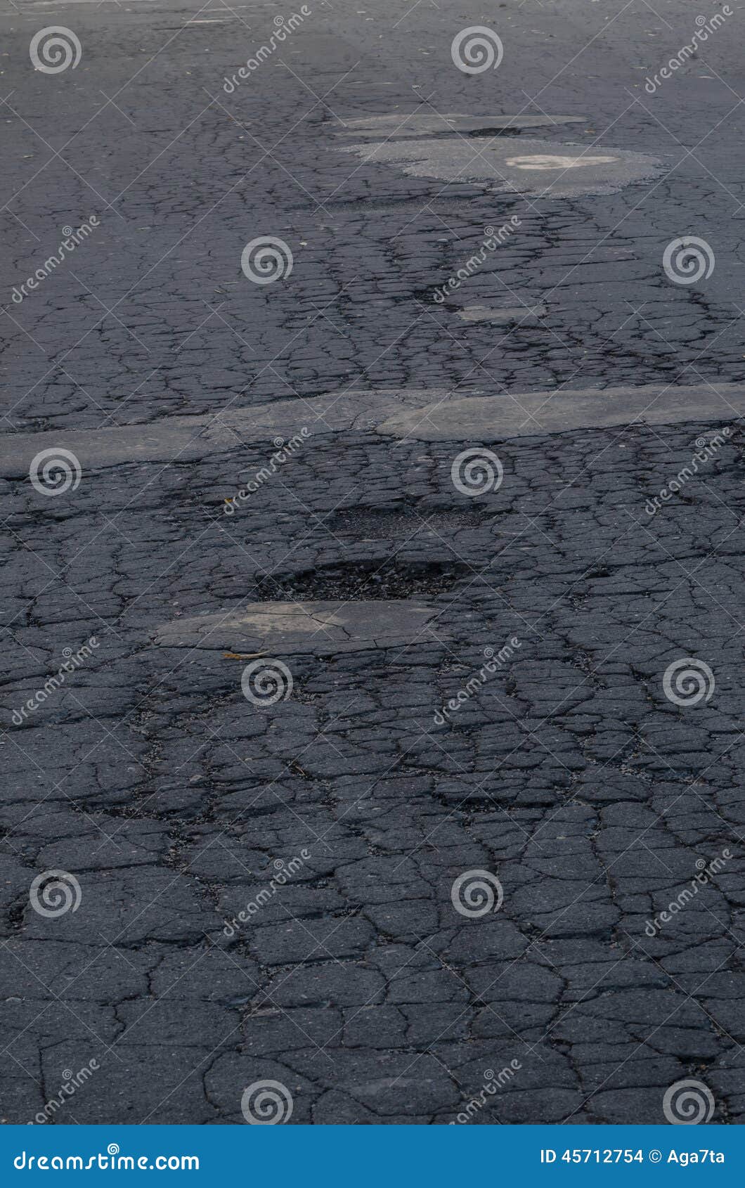 Damaged asphalt road stock photo. Image of unsafe, disrepair - 45712754