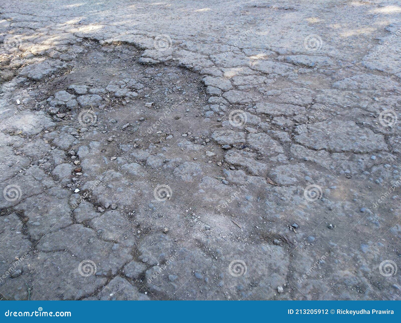 The Damaged Asphalt Road Structure in the Village Stock Photo - Image ...