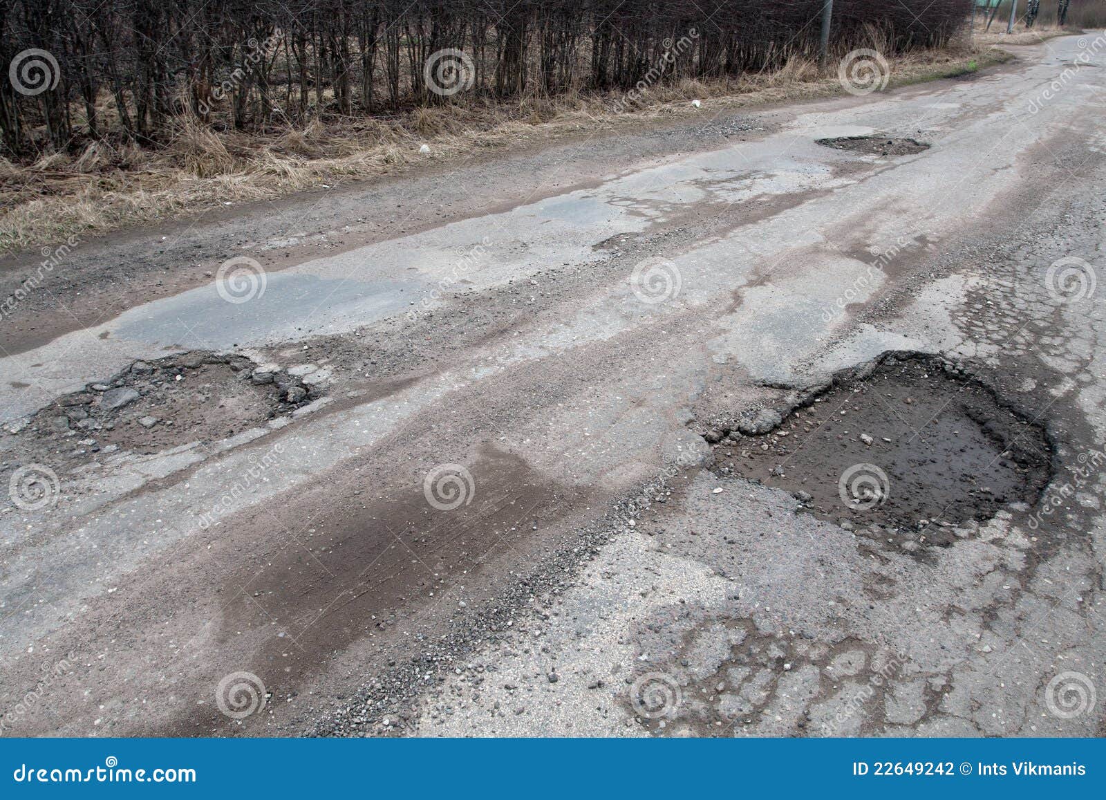 Damaged Asphalt Road after Winter. Stock Photo - Image of dangerous ...