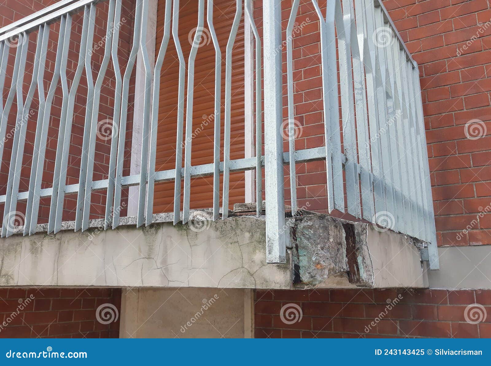 Damaged balcony front stock image. Image of refurbishment - 243143425