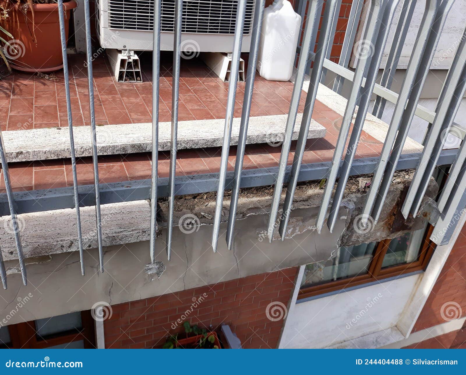 Damaged balcony front stock photo. Image of fronts, site - 244404488