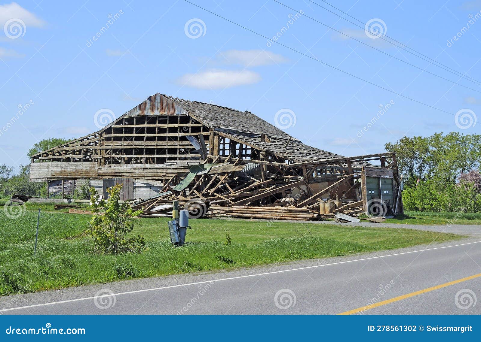 Damaged Barn after a Windstorm in the Country Stock Photo - Image of ...