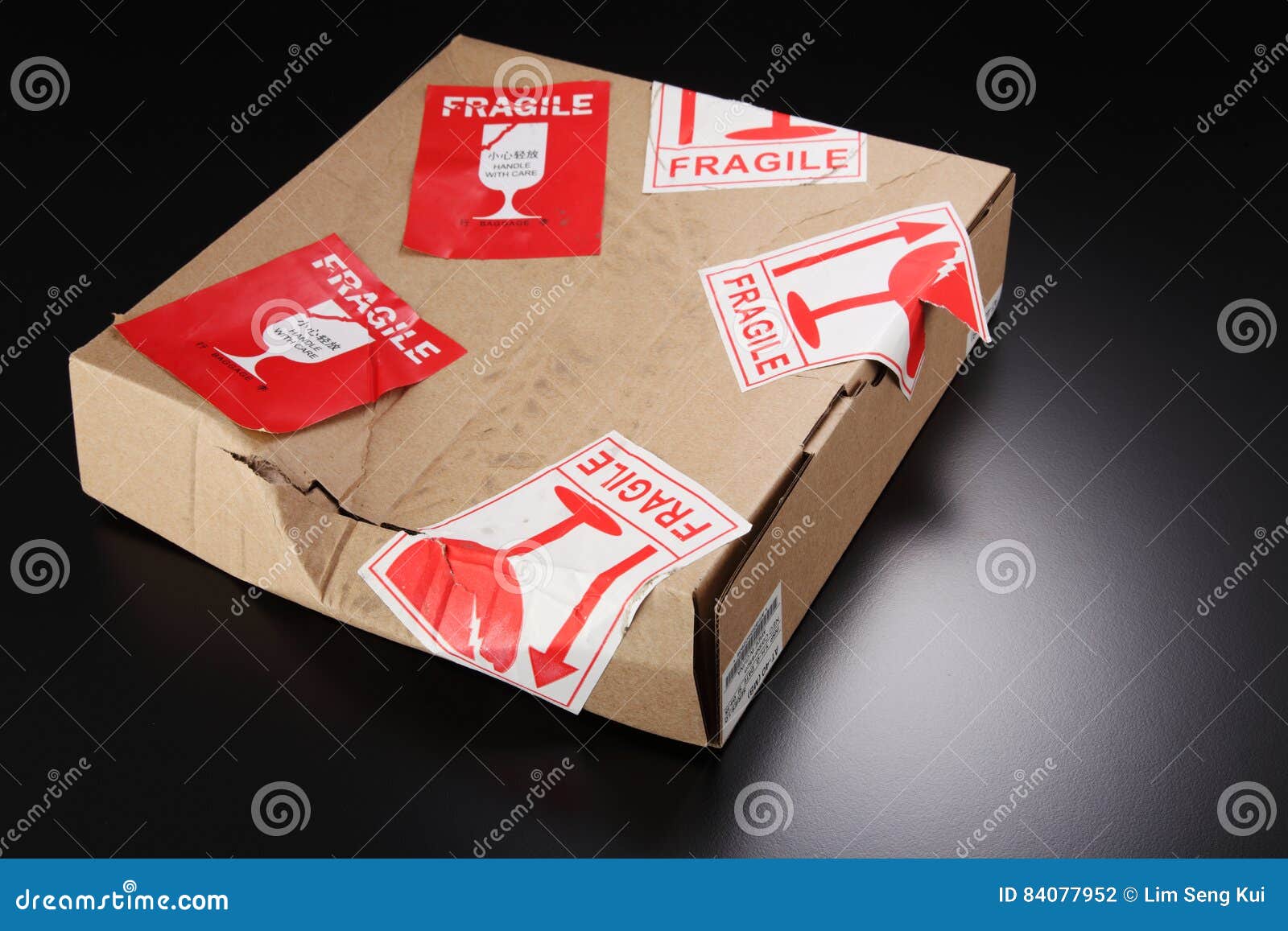 Damaged box stock photo. Image of destroyed, sticker - 84077952