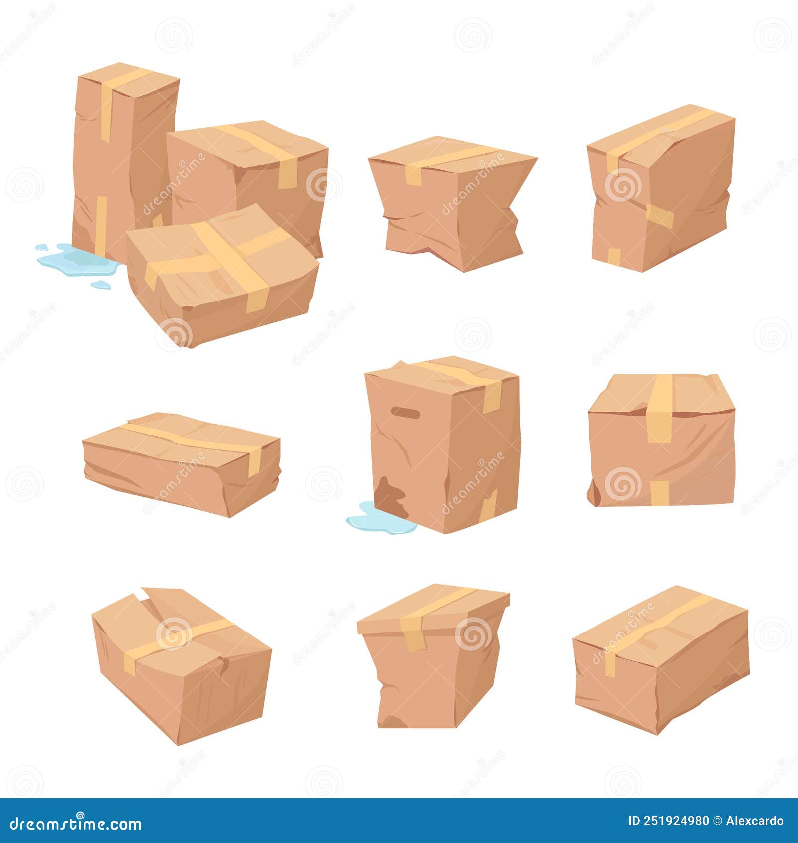Damaged Box. Delivery Crushing Poor Quality Cardboard Paper Containers ...