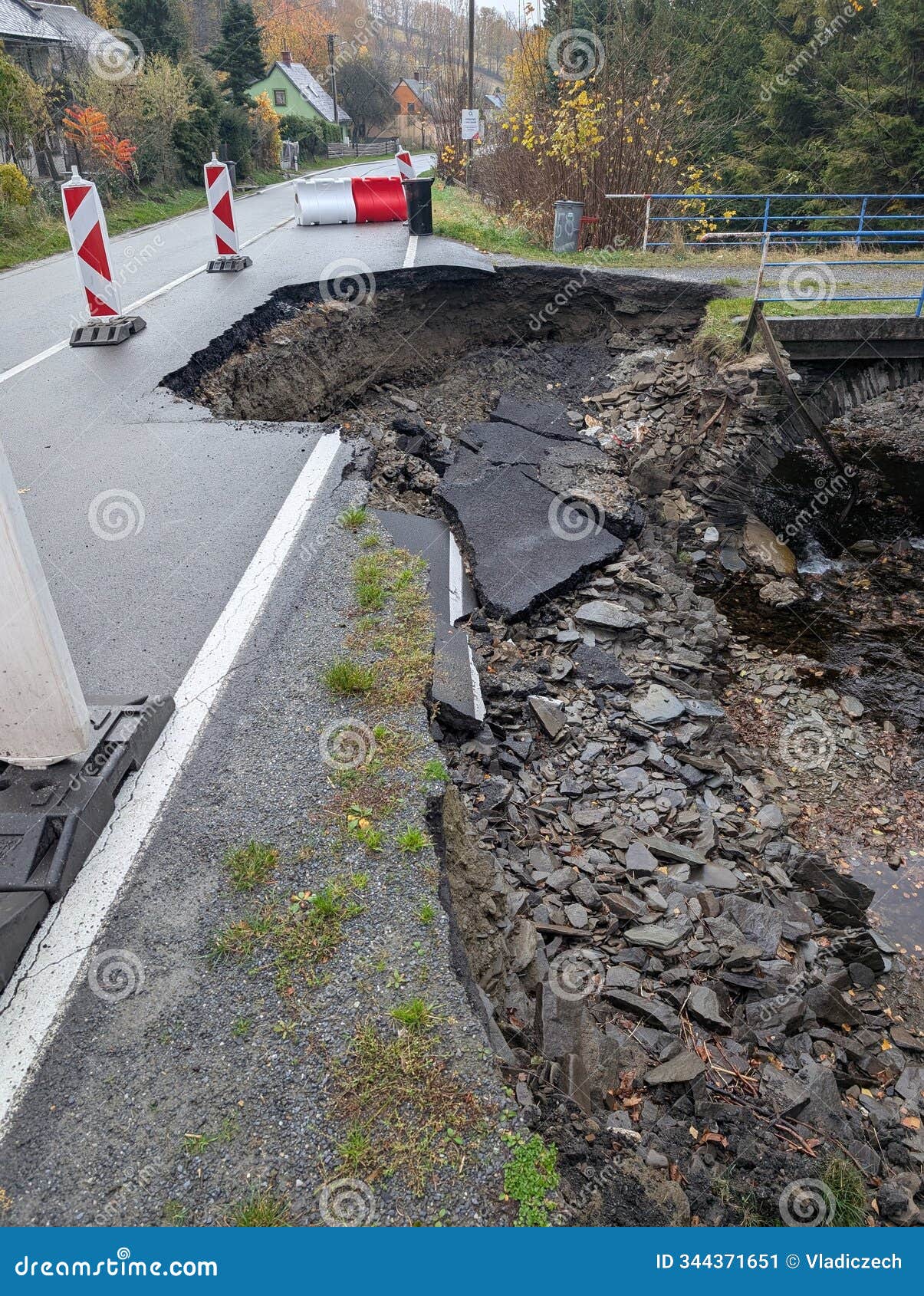Damaged Bridge and Landslide Road after Flood Editorial Photo - Image ...
