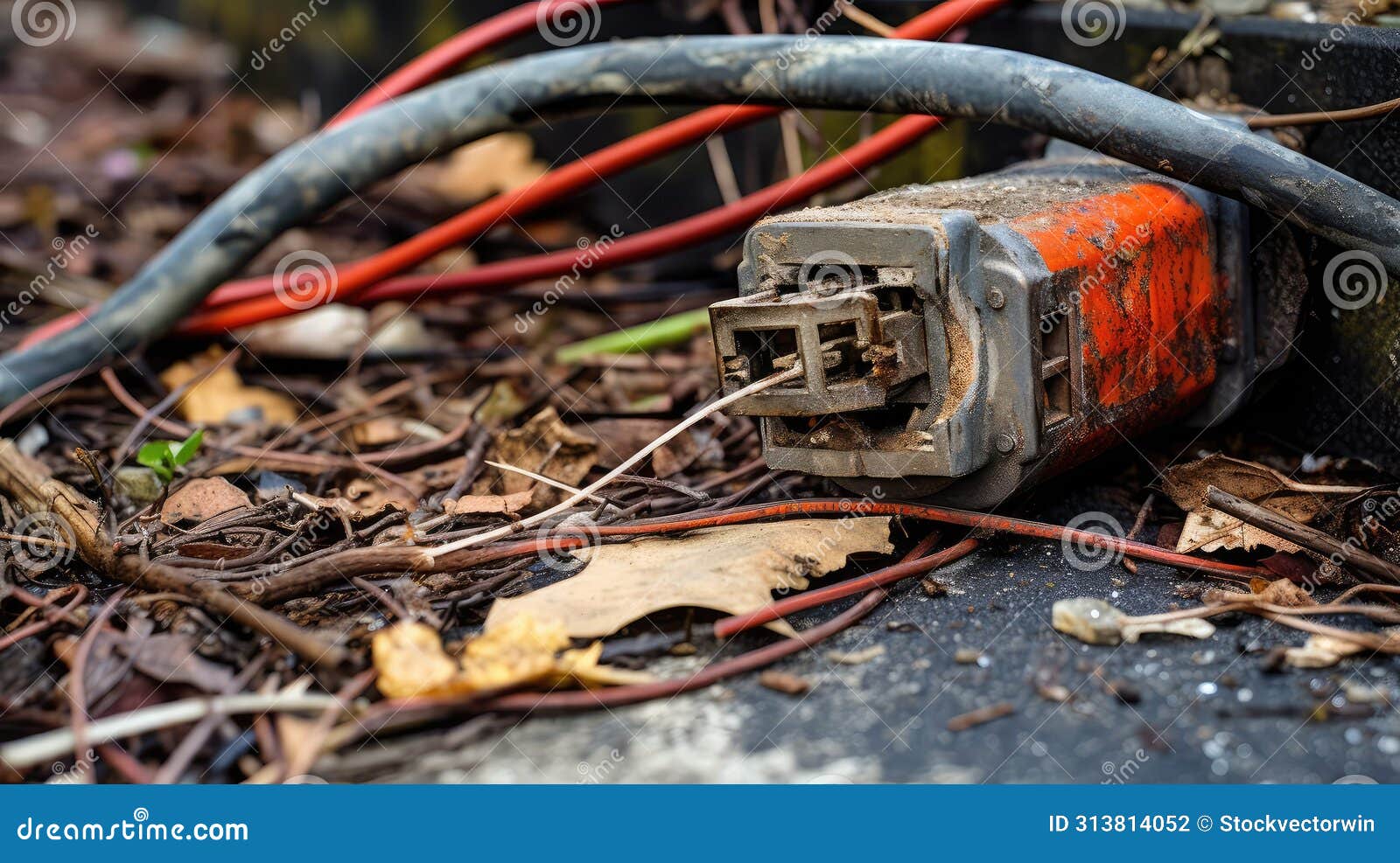 Damaged broken cable stock illustration. Illustration of hazard - 313814052
