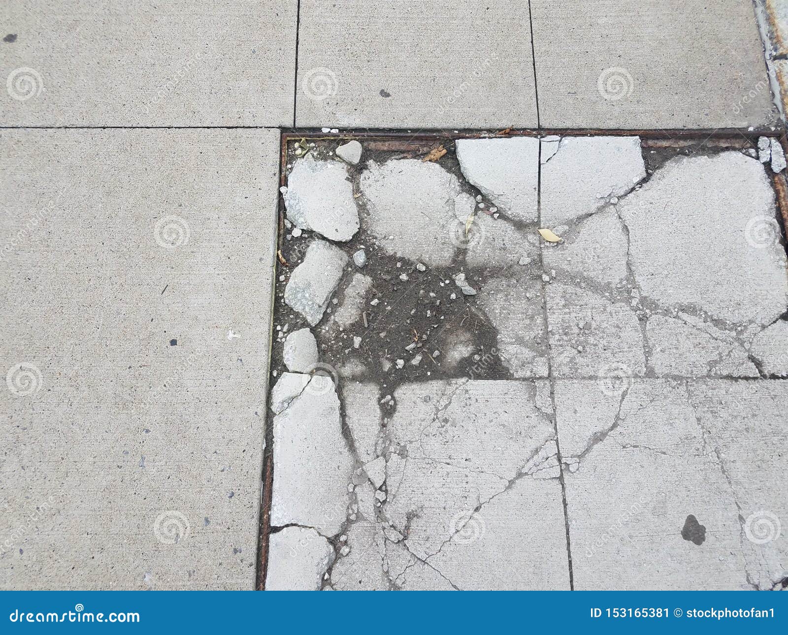 Damaged or Broken Grey Cement Tile or Sidewalk Stock Image - Image of ...