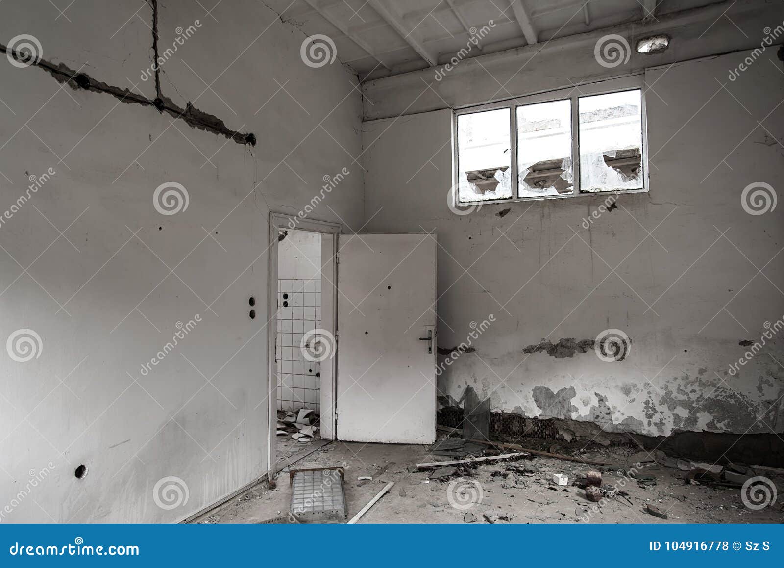 Damaged building interior stock photo. Image of interior - 104916778