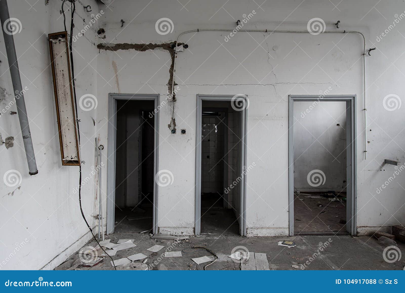 Damaged building interior stock photo. Image of dirt - 104917088