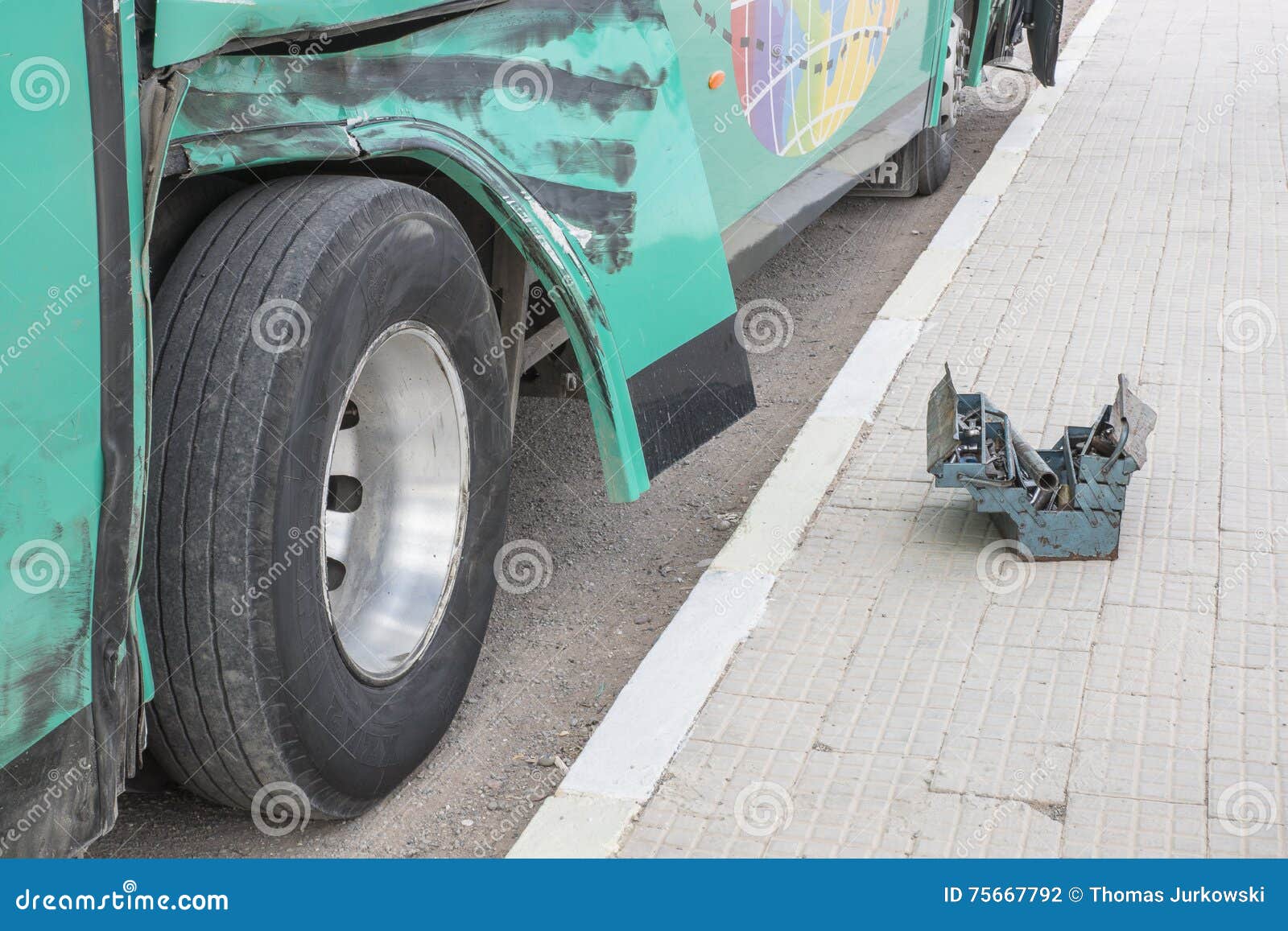 Damaged bus in morocco editorial photography. Image of insurance - 75667792