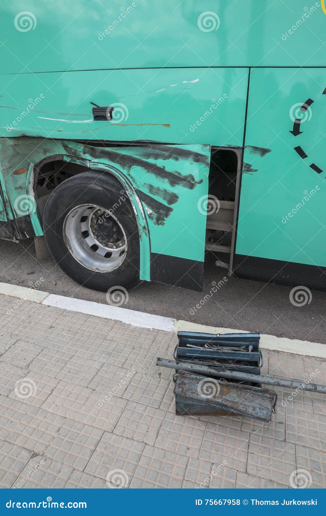Damaged bus in morocco editorial stock photo. Image of destructive ...