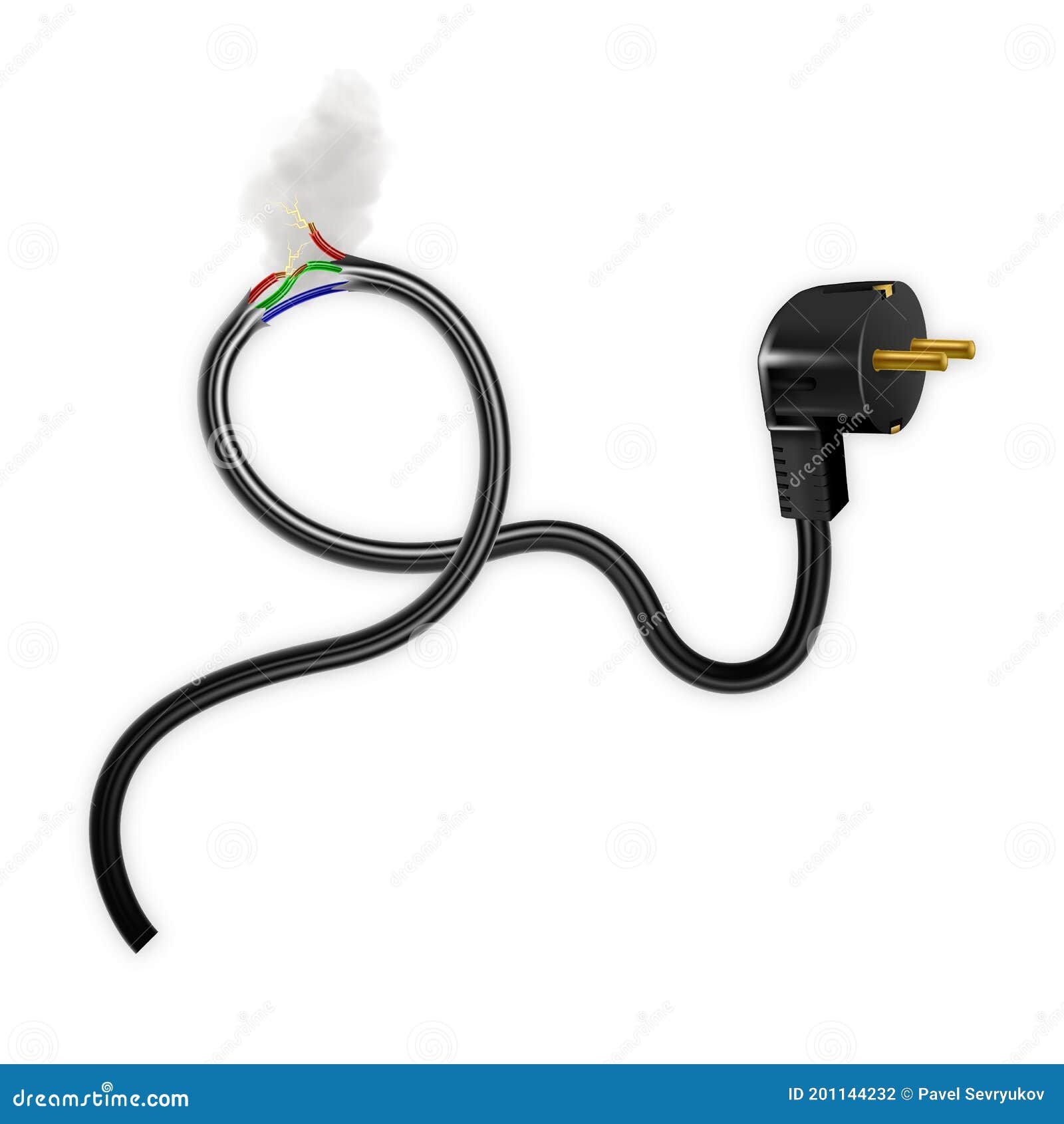 Damaged Cable Electrical Current and Smoke Vector Stock Vector ...