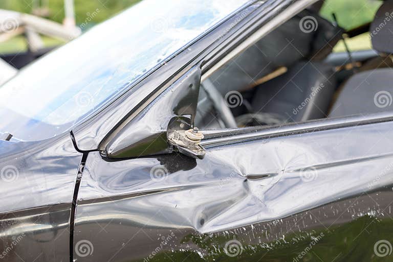 Damaged Car with Broken Sideview Mirror Stock Photo - Image of crash ...