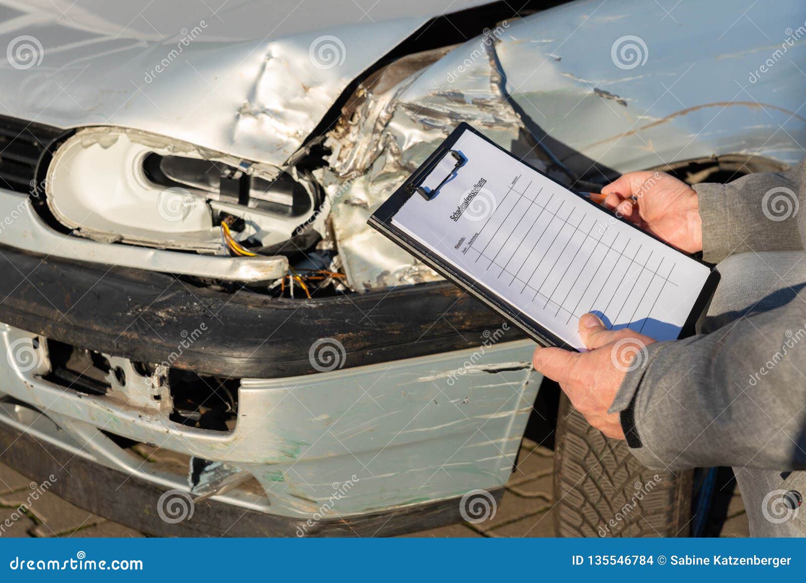 Damaged Car and Damage Assessment Stock Photo - Image of headlight ...