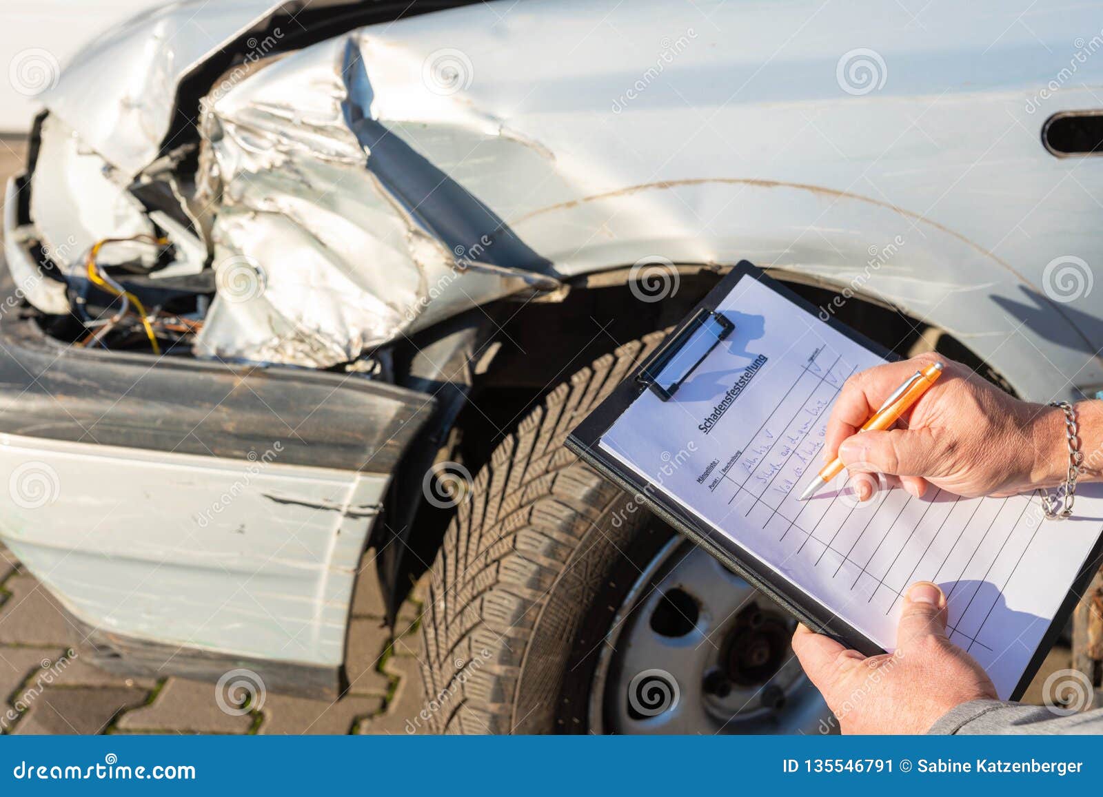 Damaged Car and Its Damage Assessment Stock Image - Image of expert ...
