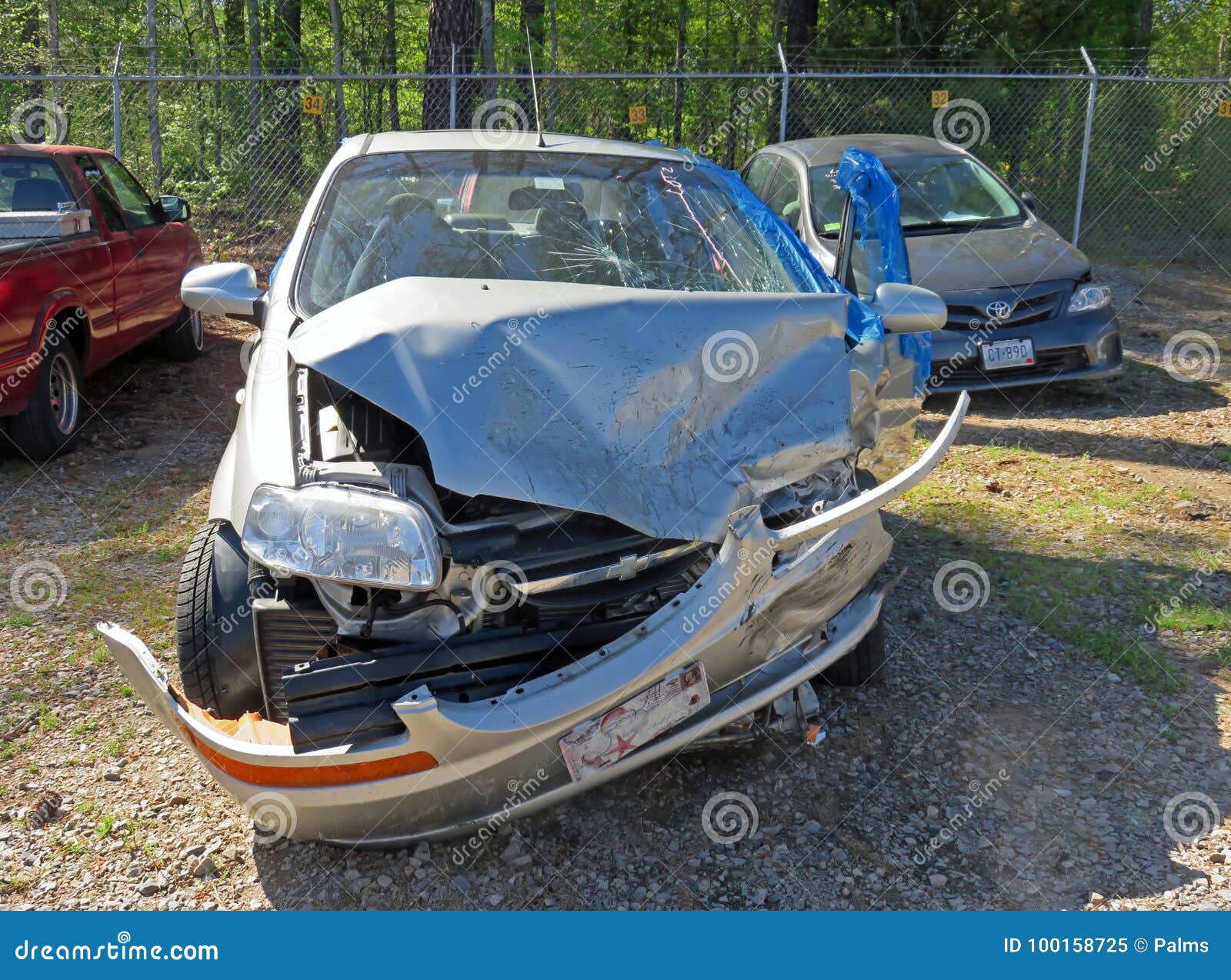 Damaged car in scrap yard stock image. Image of vehicle - 100158725