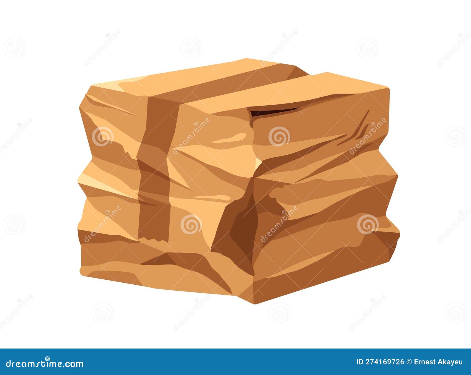 Damaged Cardboard Box. Crumpled Crinkled Carton Package Stock Vector ...