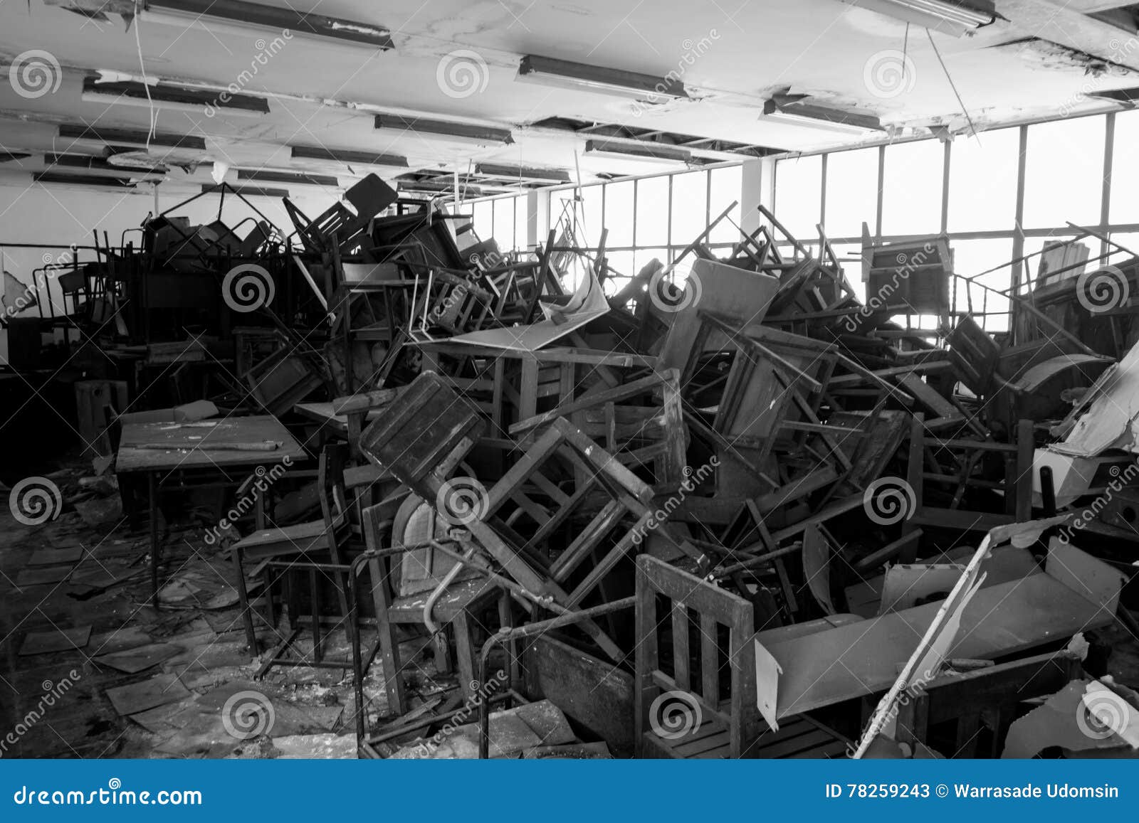 Damaged chairs and table stock image. Image of dust, chairs - 78259243