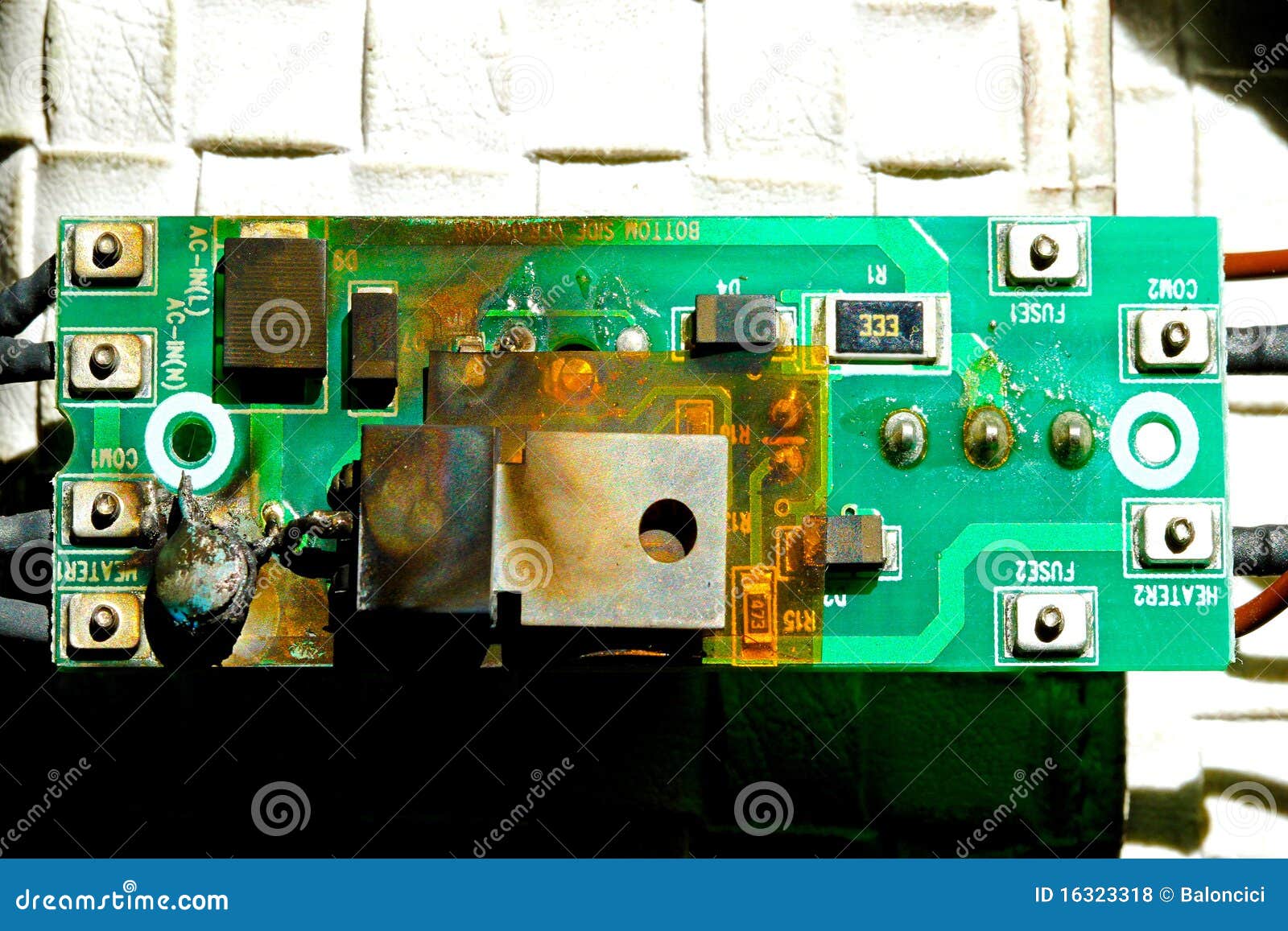 Burned Electronic SMD Printed Circuit Board PCB After A Short Circuit ...