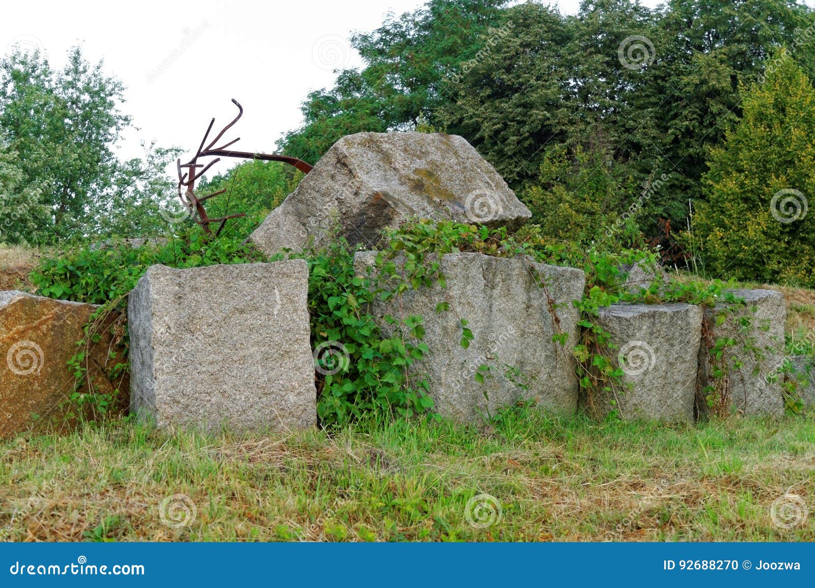 Damaged concrete blocks stock photo. Image of wilderness - 92688270