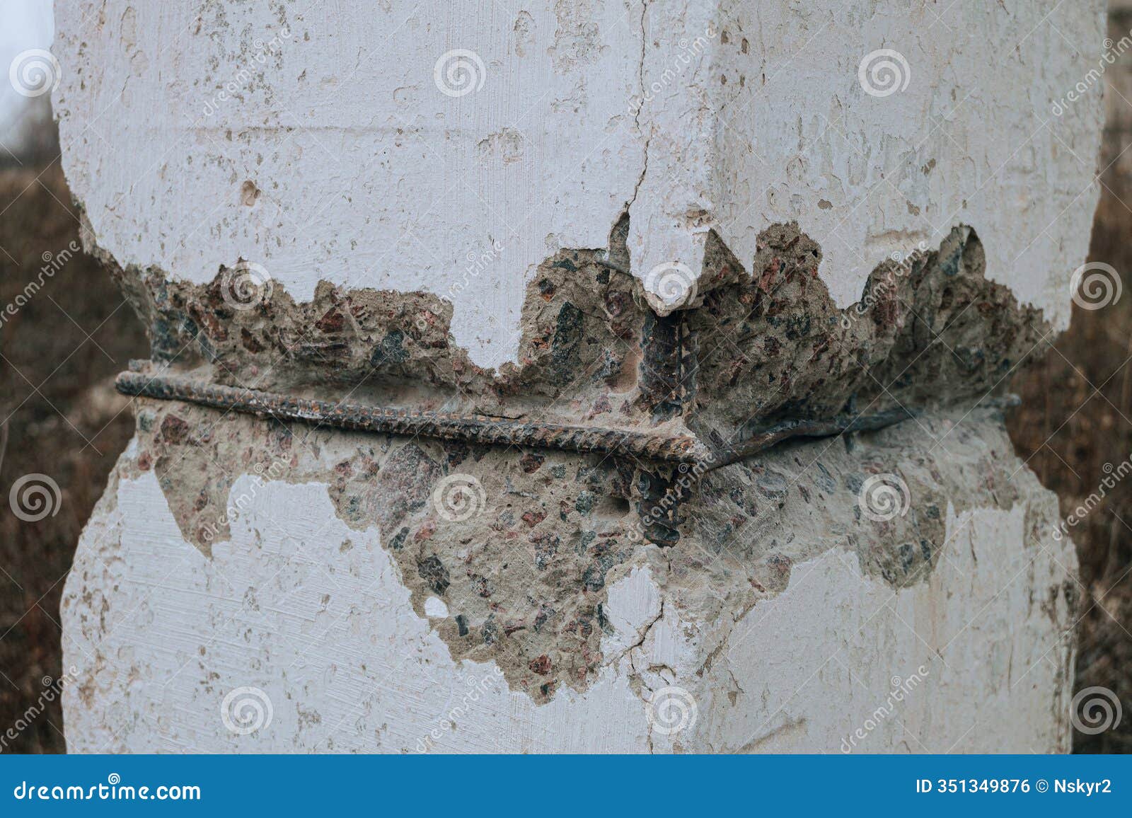 Damaged Concrete Construction with Exposed Steel Reinforced Rods Stock ...