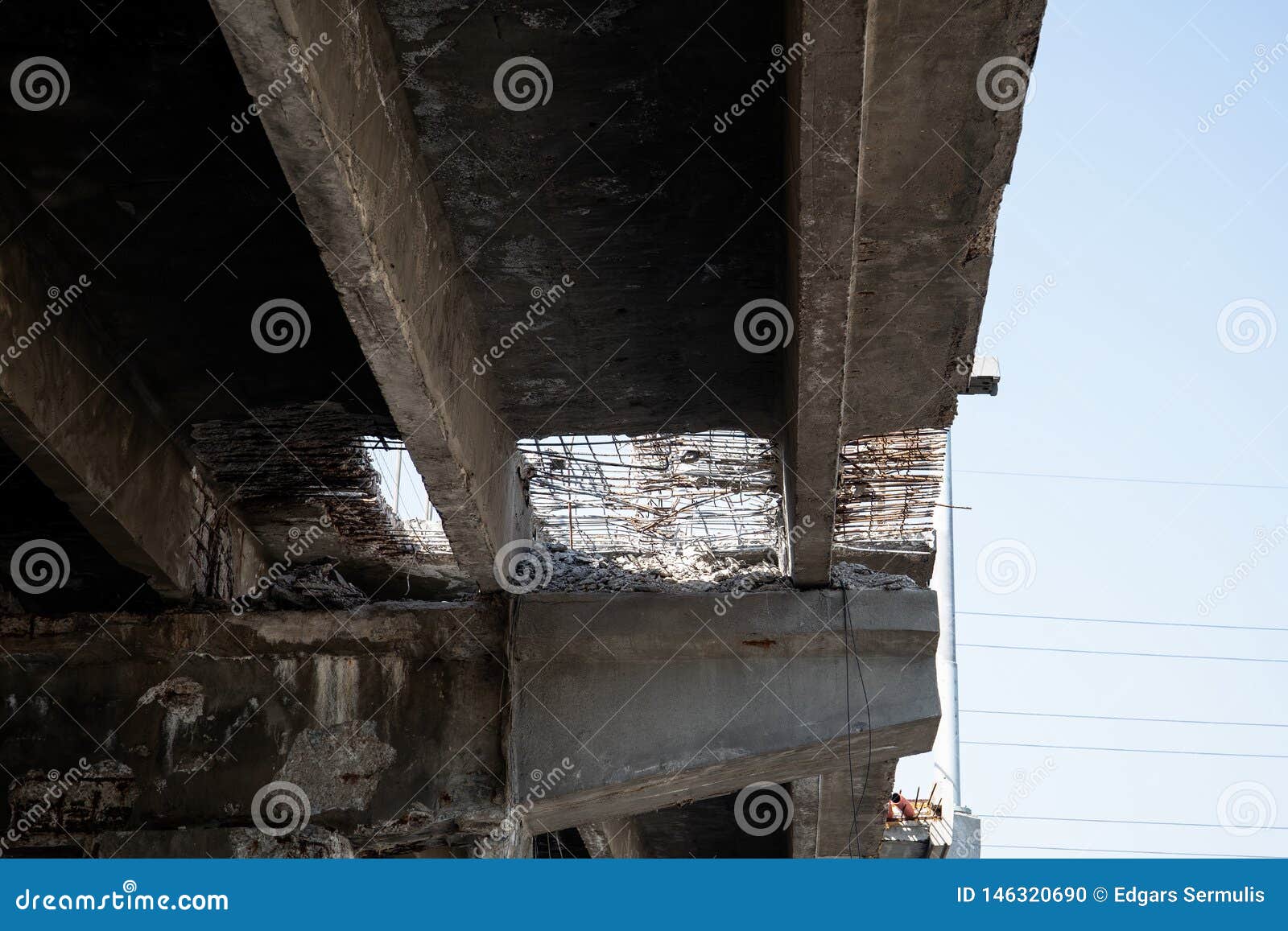 Damaged Concrete Structures. Bridge in Bad and Emergency Condition ...