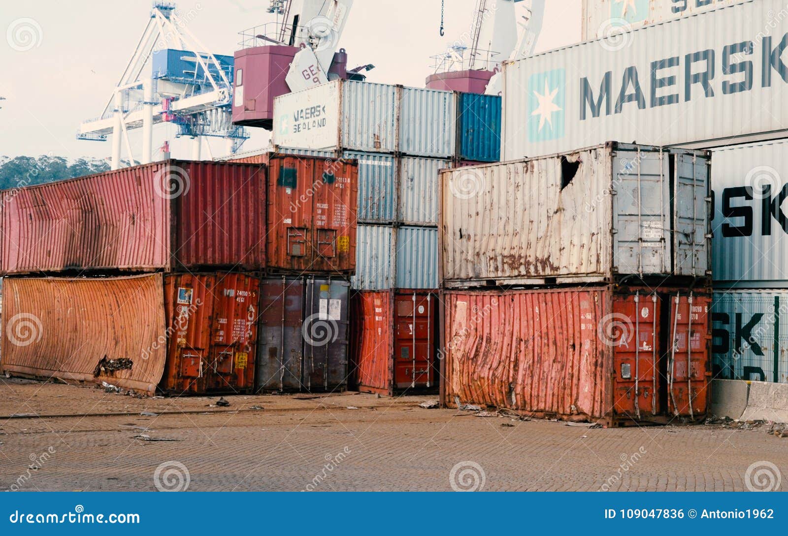 Damaged Containers on Docks Editorial Photo - Image of vessel ...
