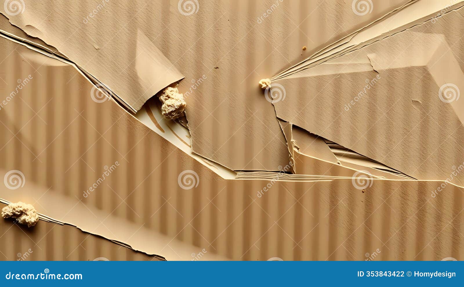 Damaged Corrugated Cardboard with Exposed Layers and Textured Edges ...