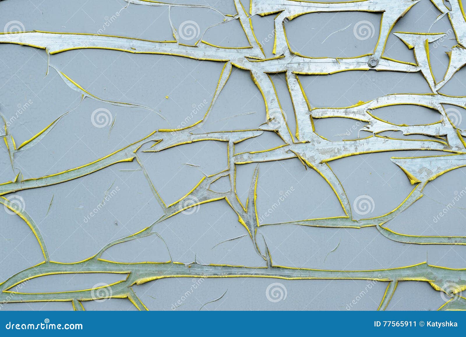 Damaged Cracked Sticker Wrap Blue and Yellow. Wall Background Texture ...