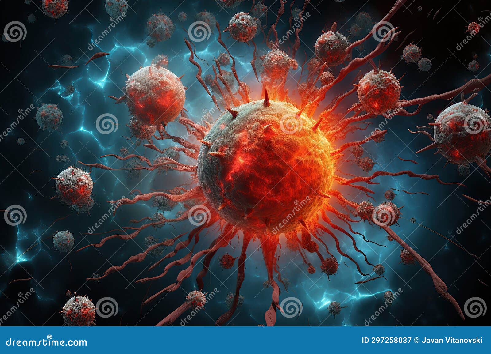 Damaged cancer cell stock illustration. Illustration of biology - 297258037