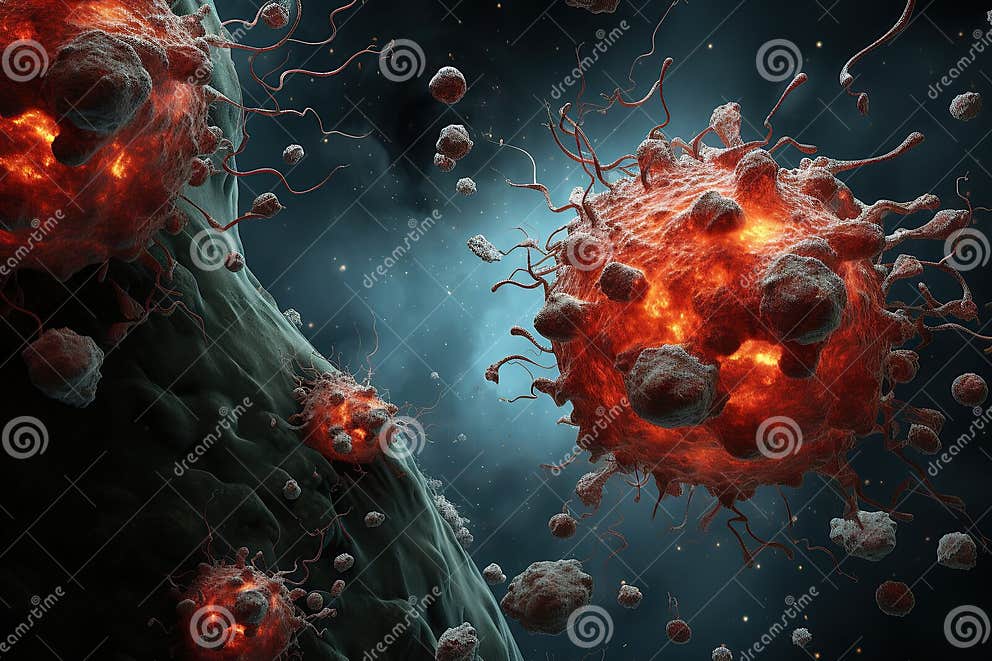 Damaged cancer cell stock illustration. Illustration of life - 297258038