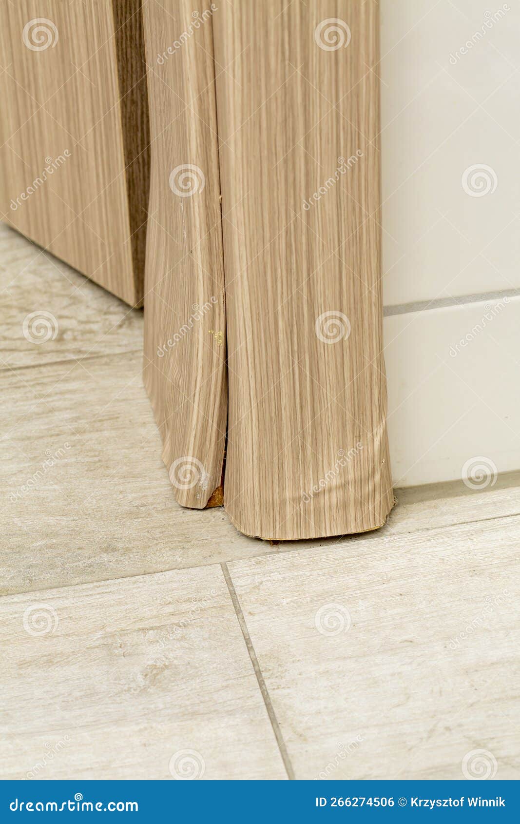 Damaged Door Frame from the Bathroom at the Hotel. Stock Photo - Image ...