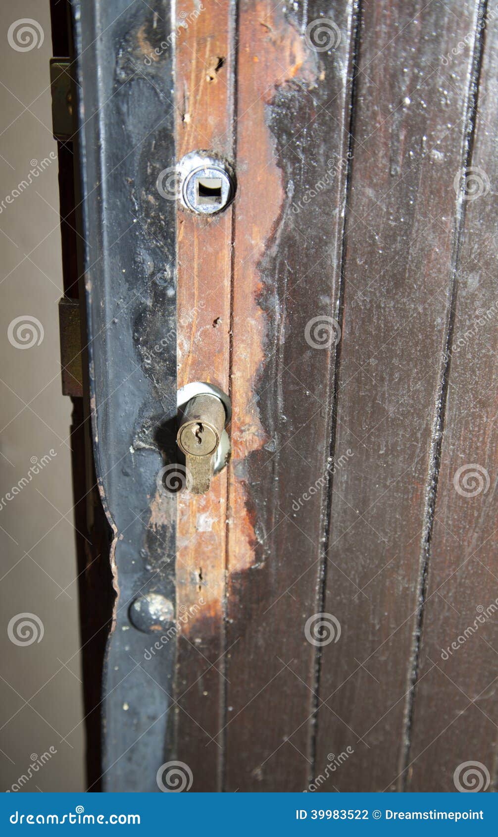 Damaged Door after Housebreaking Stock Photo - Image of vandalism ...