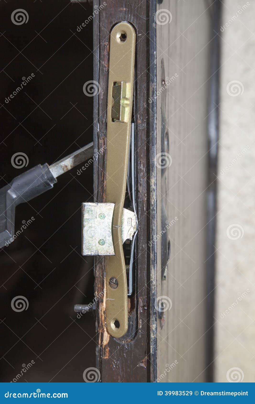 Damaged Door after Housebreaking Stock Image - Image of closeup ...