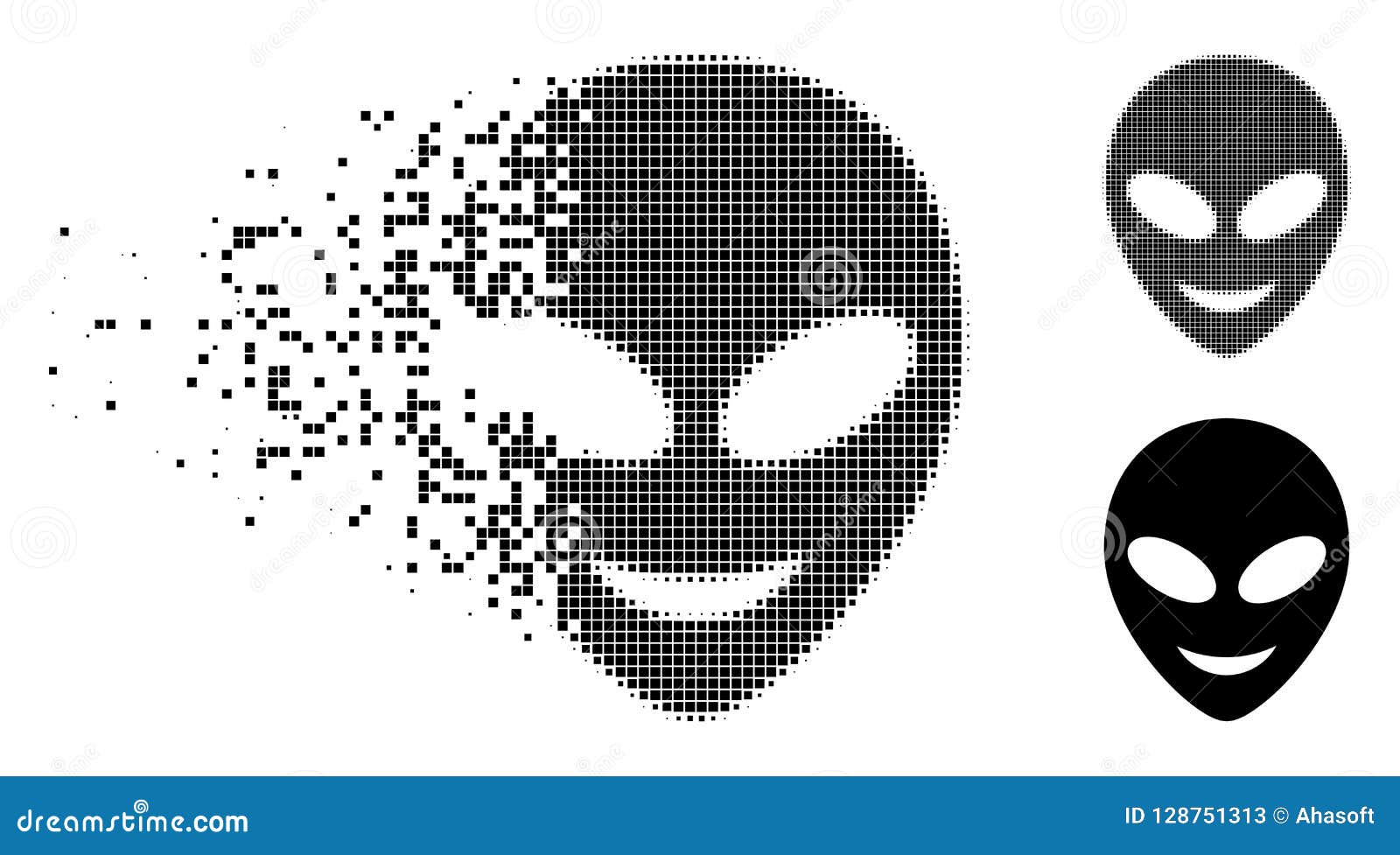 Damaged Dot Halftone Happy Alien Head Icon Stock Vector - Illustration ... Damaged Dot Halftone Happy Alien Head Icon Stock Vector - Illustration ...