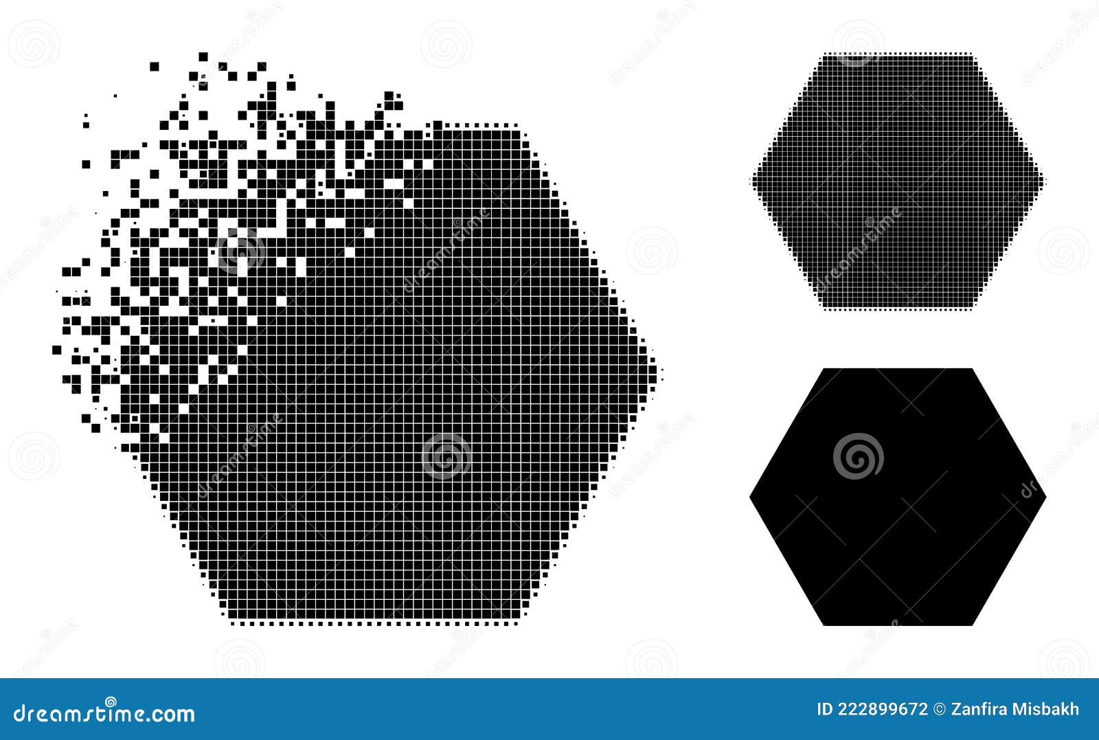 Dotted Hexagon Design Element . Isolated Vector Spotted Mosaic Hexangle ...