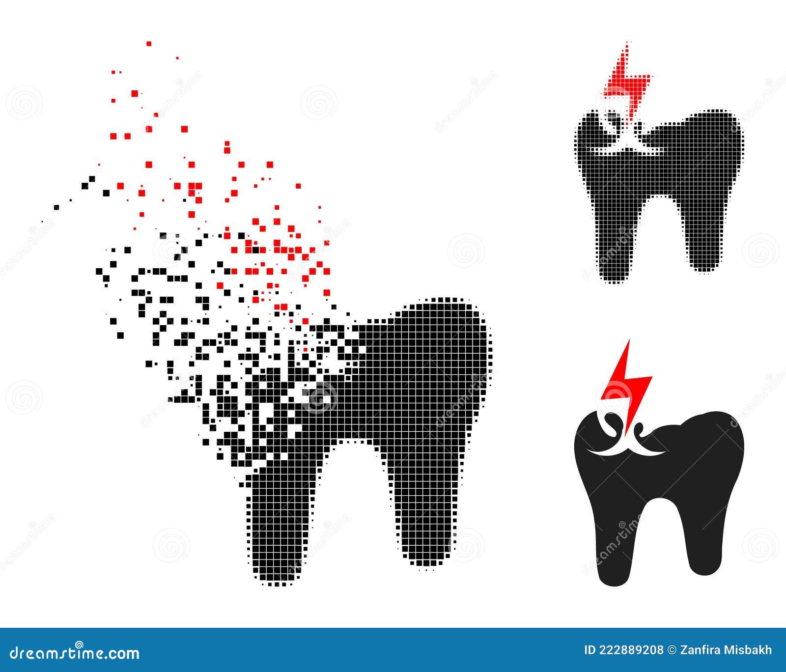 Erosion Pixel Tooth Crash Glyph with Halftone Version Stock Vector ...