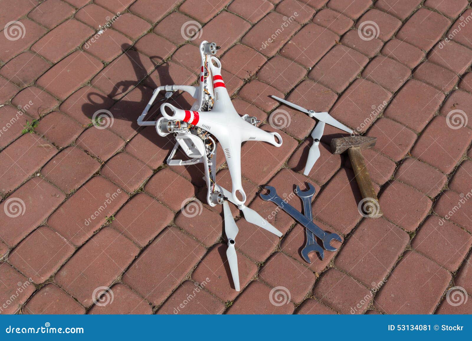 Damaged drone stock image. Image of flight, propeller - 53134081