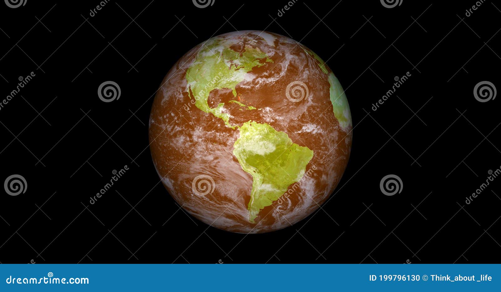 Damaged Earth . Water Polluted 3d Earth on Space. Virous Attack All ...