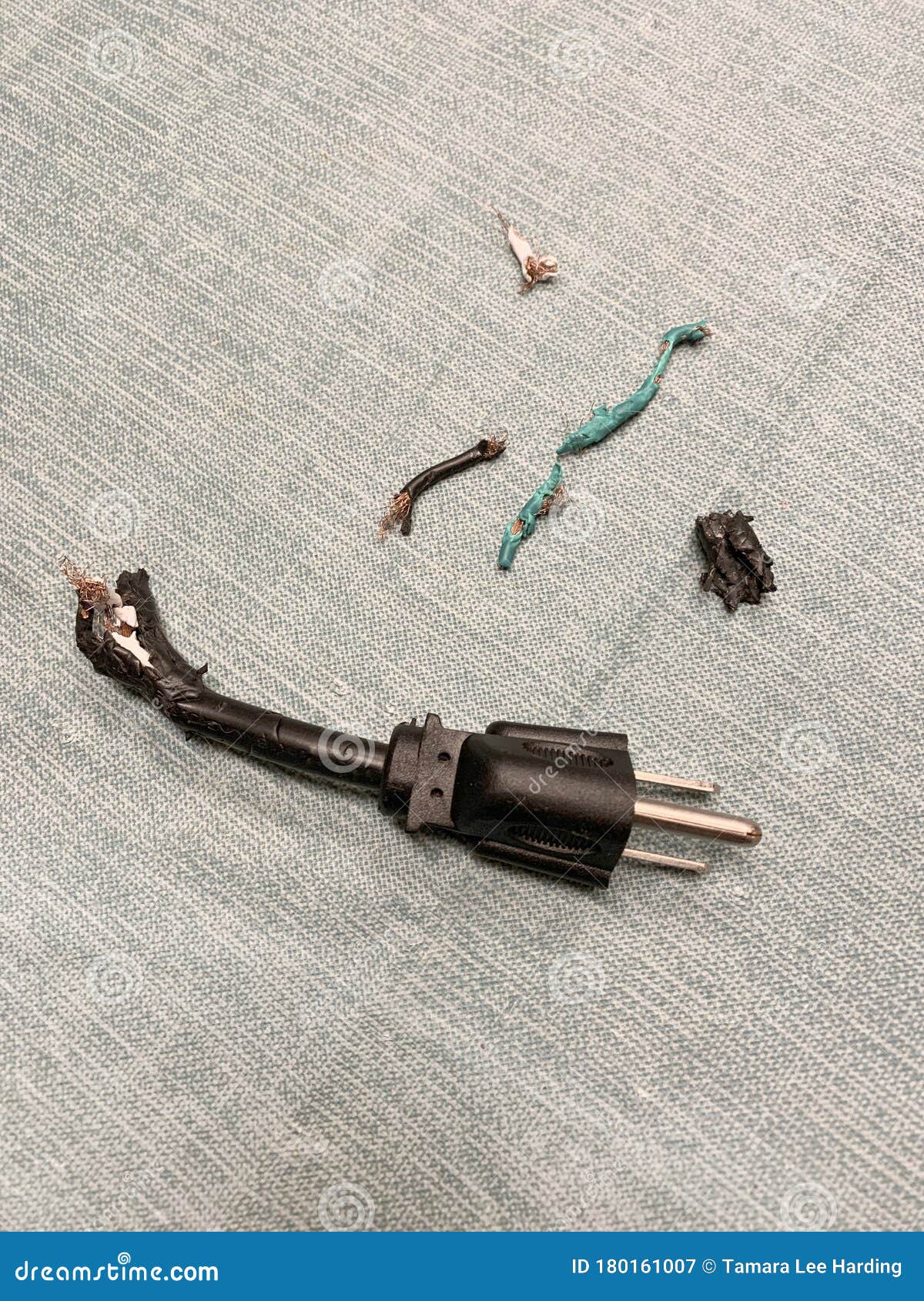 Damaged Electric Plug and Cord on a Neutral Surface Stock Image - Image ...