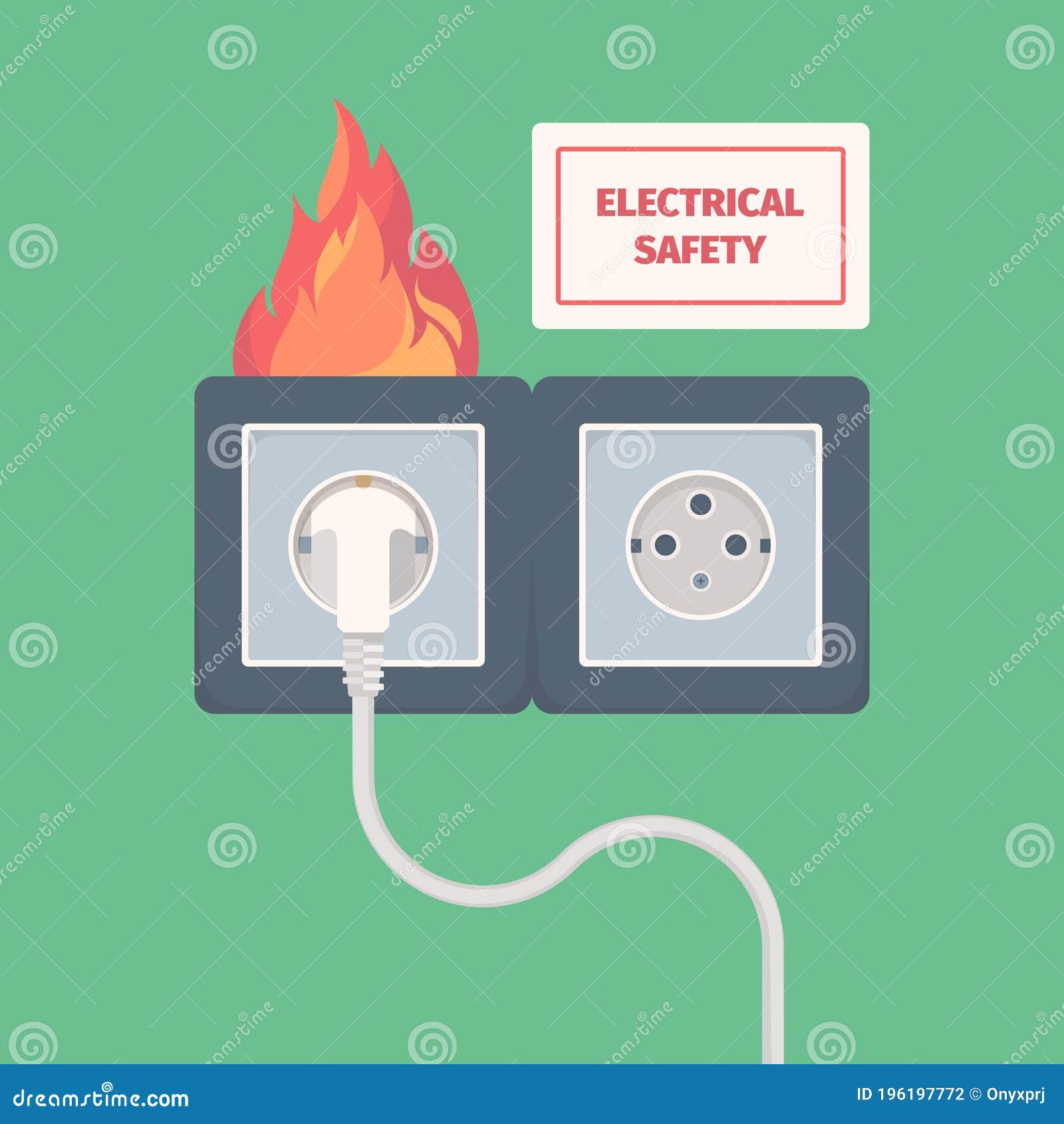 Damaged Electric Socket. Fire on Electricity Plug Big Overload Voltage ...