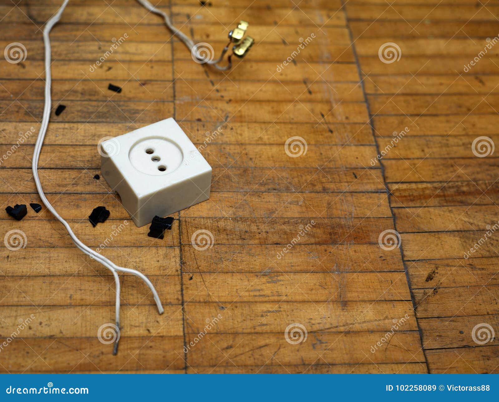 Damaged Electric Socket stock image. Image of wooden - 102258089