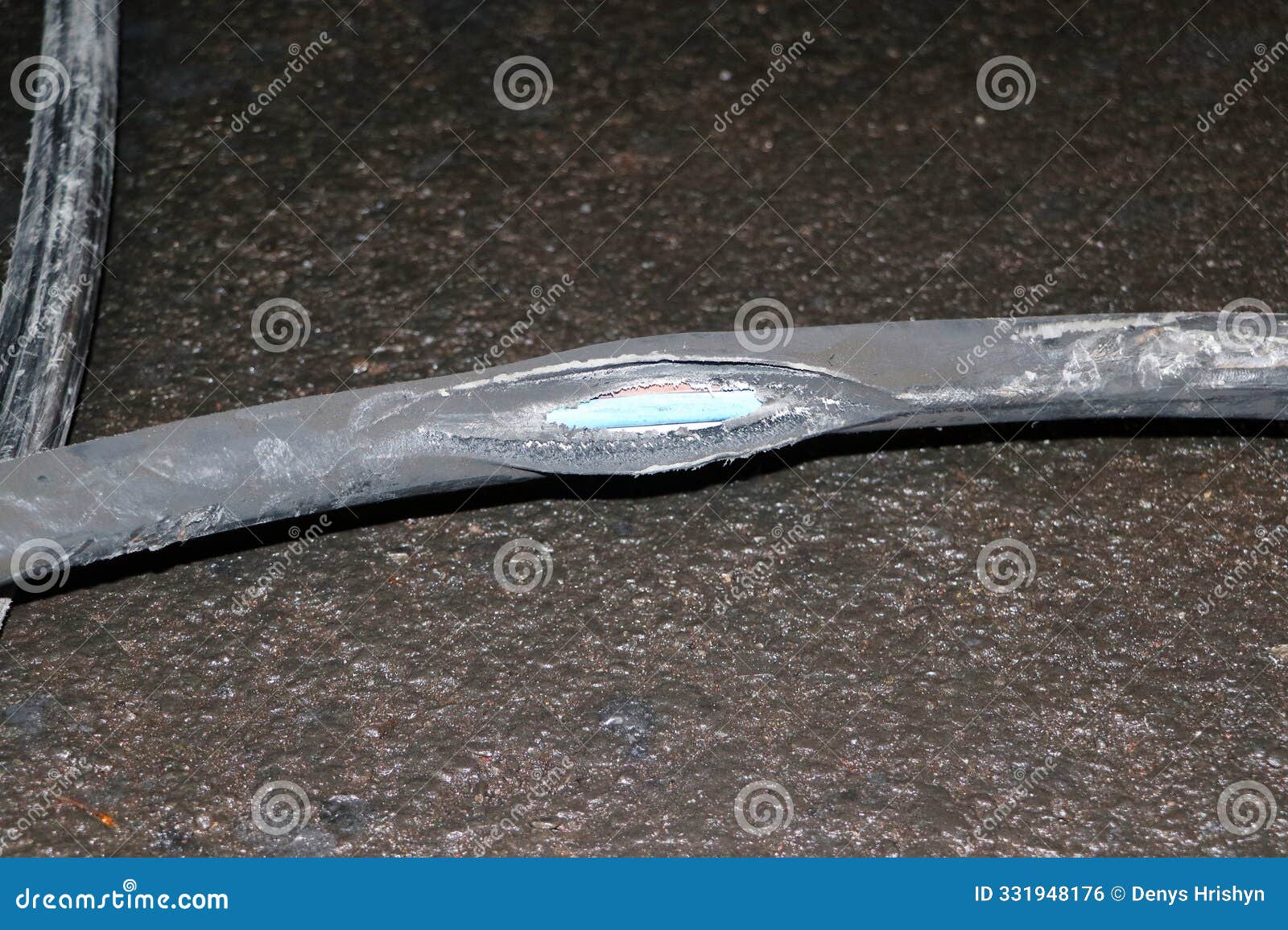 Damaged Electrical Cable on Ground Stock Photo - Image of accident ...