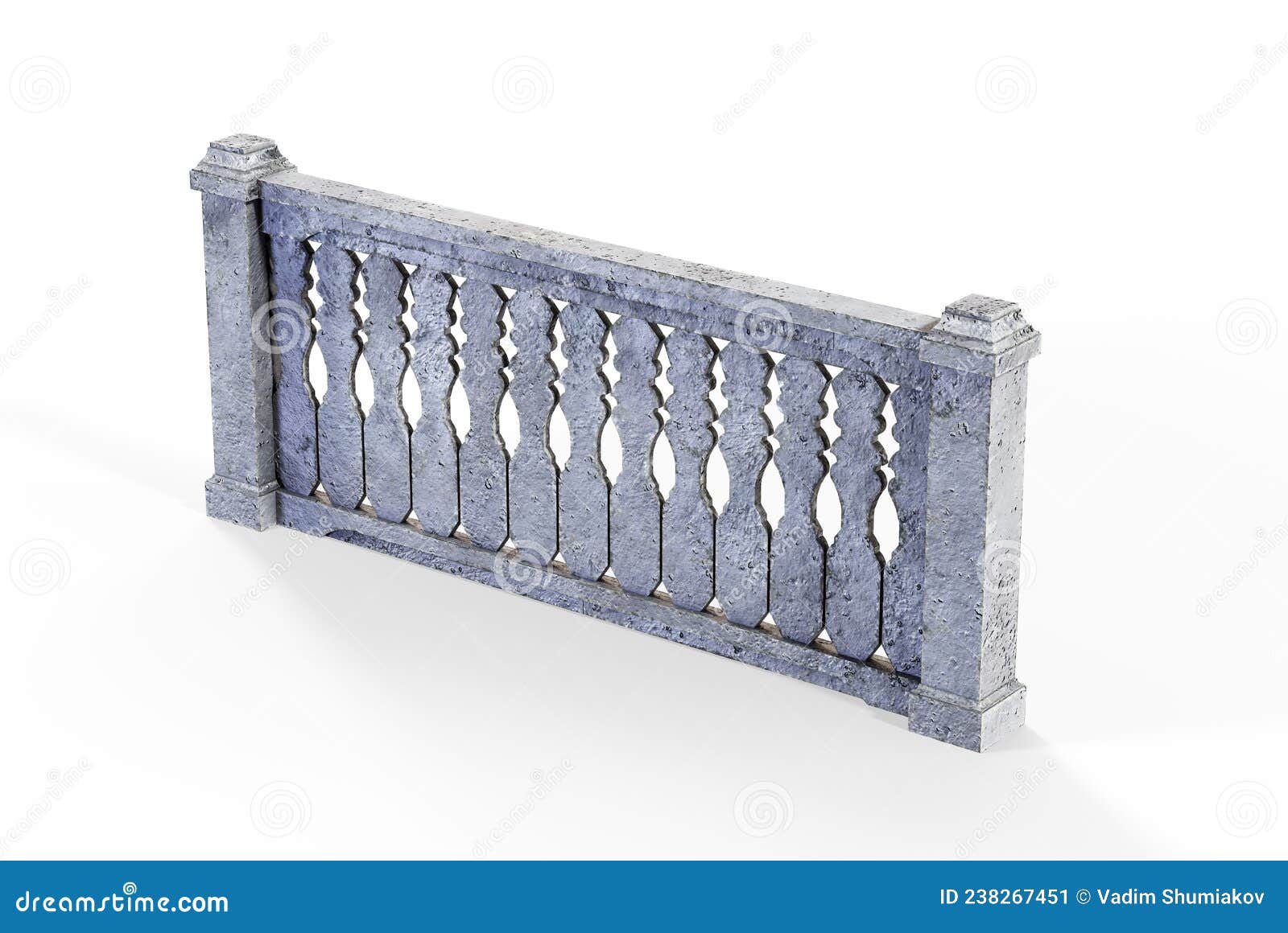 A Damaged and Faded Concrete Barricade Isolated on White Background 3d ...