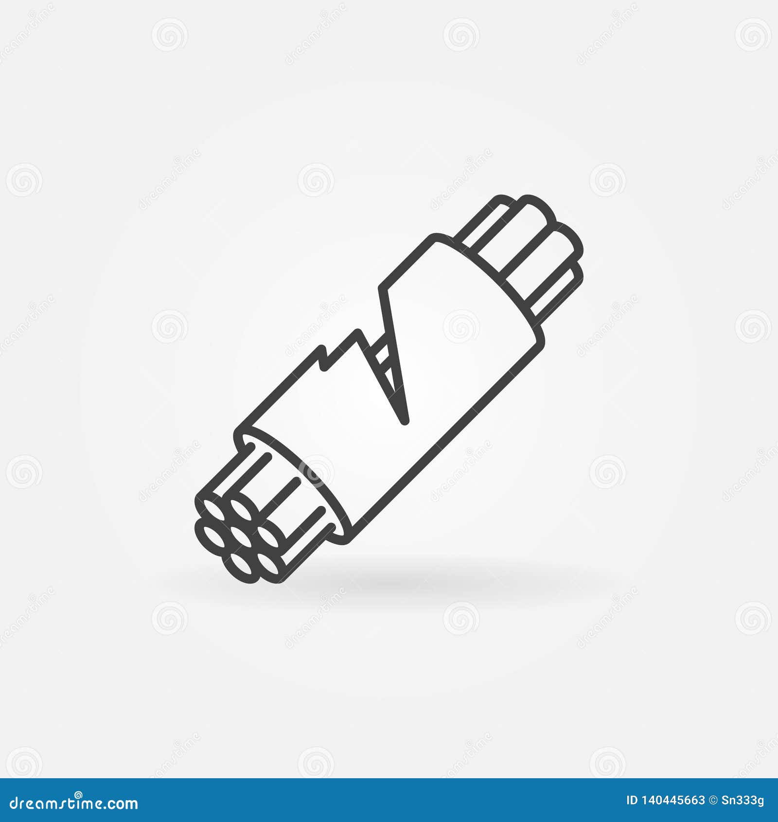 Damaged Fiber Optic Cable Vector Icon in Thin Line Style Stock Vector ...