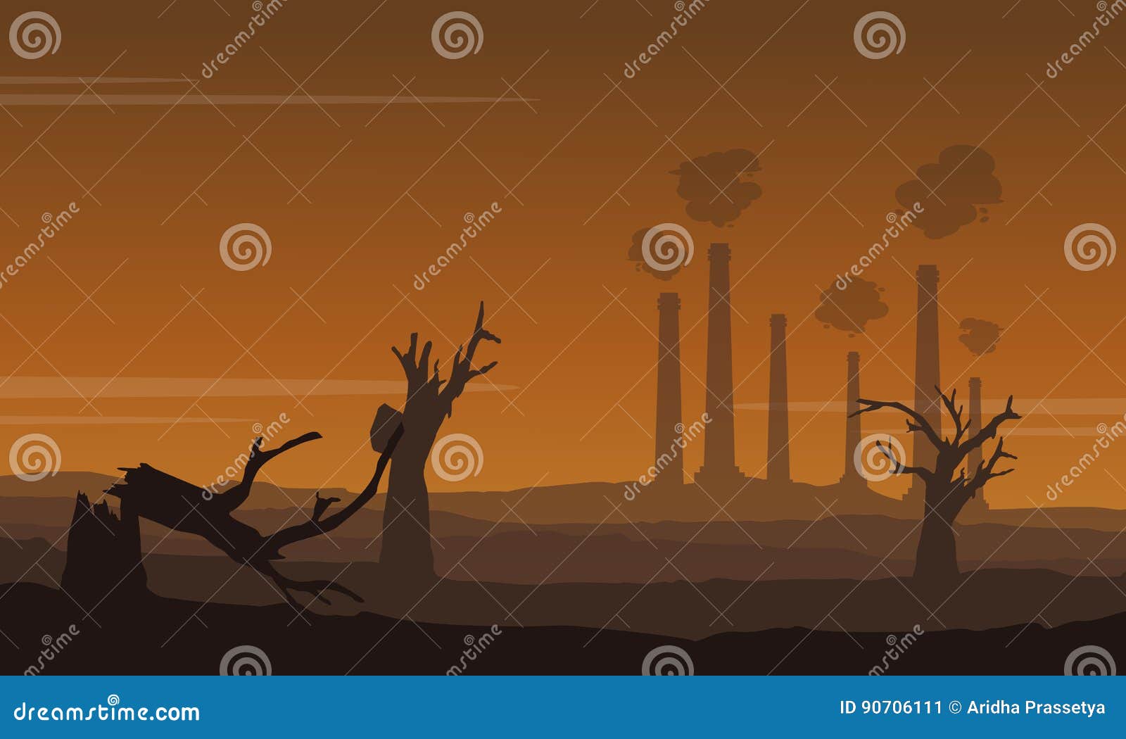 Damaged Forest with Many Industry Construction Stock Vector ...