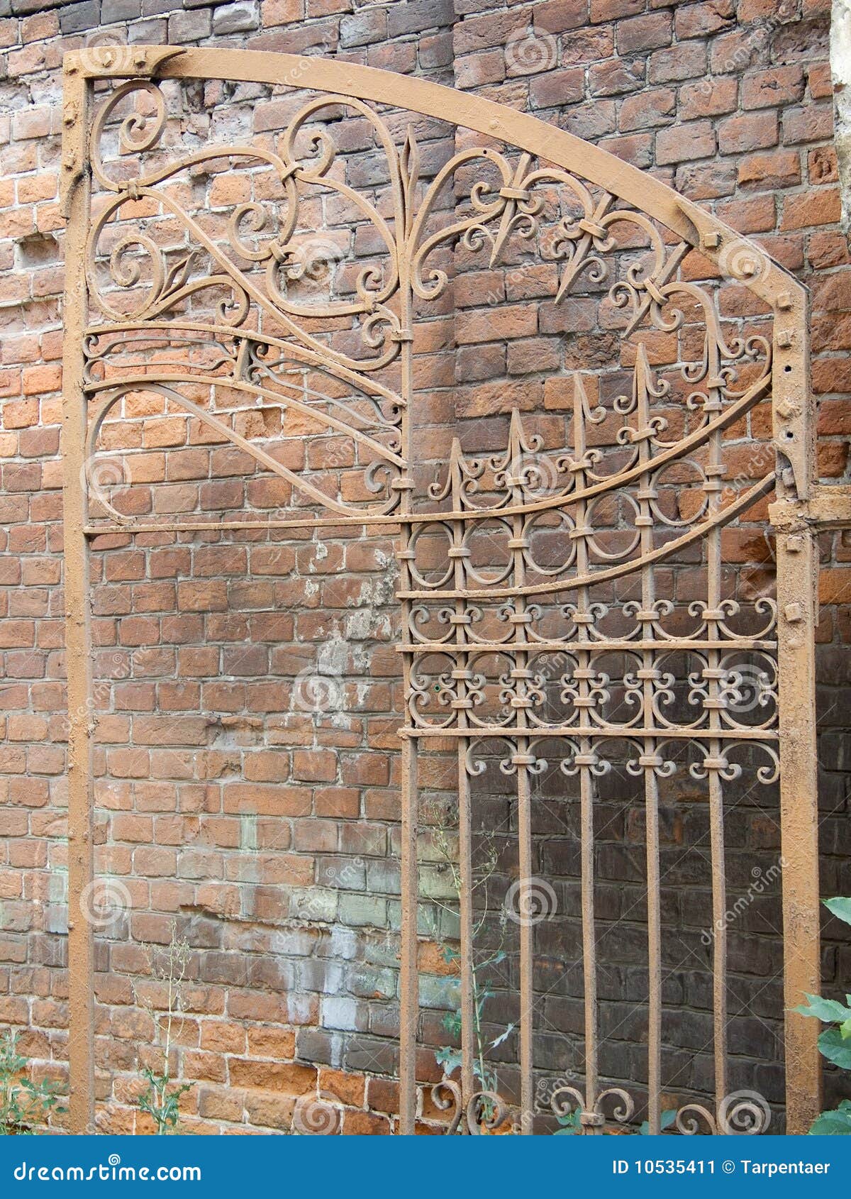 Damaged Gate on a Background of a Wall Stock Image - Image of ...