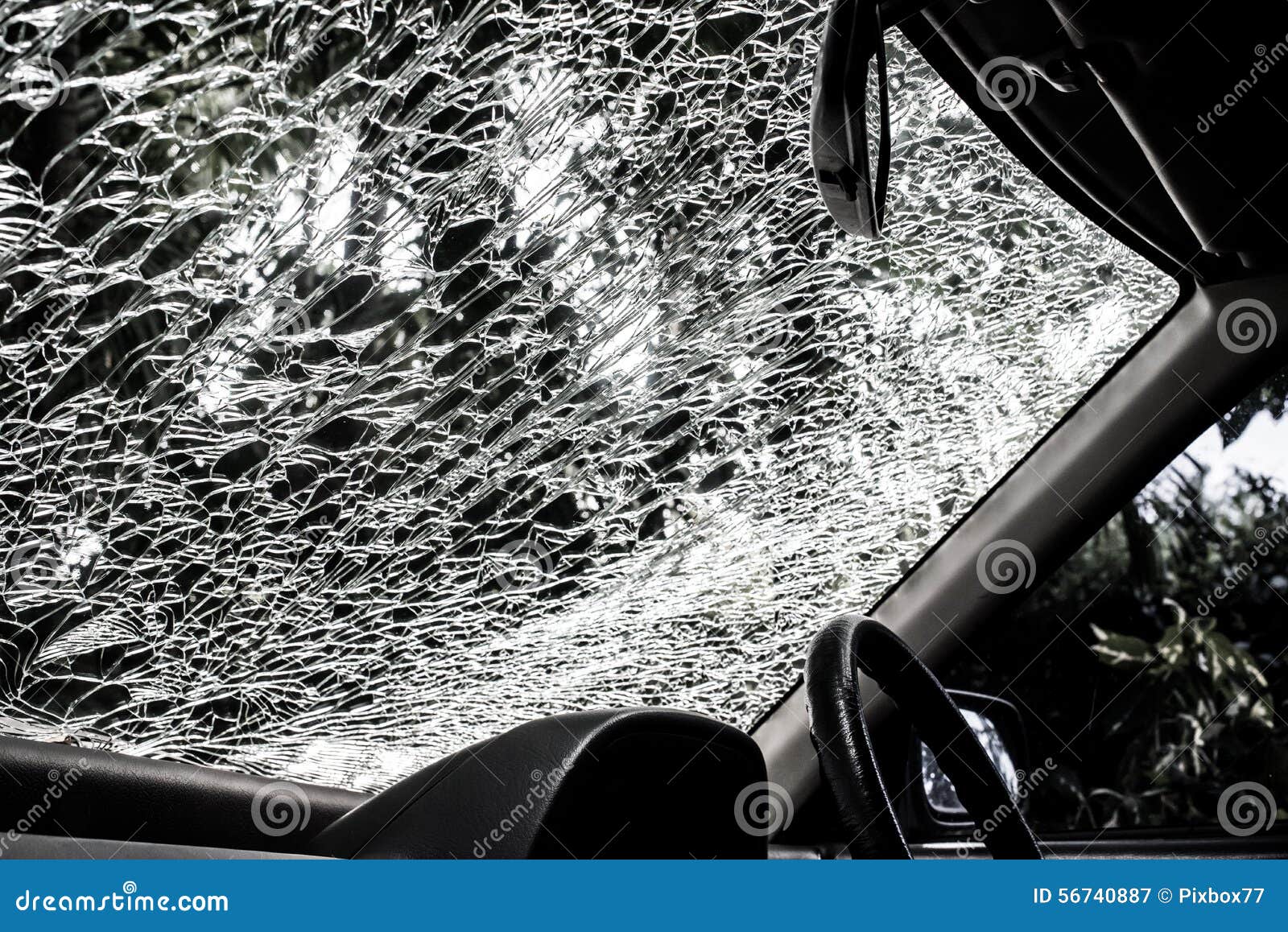 Damaged Glass (car Windshield) Inside Car Stock Image - Image of front ...