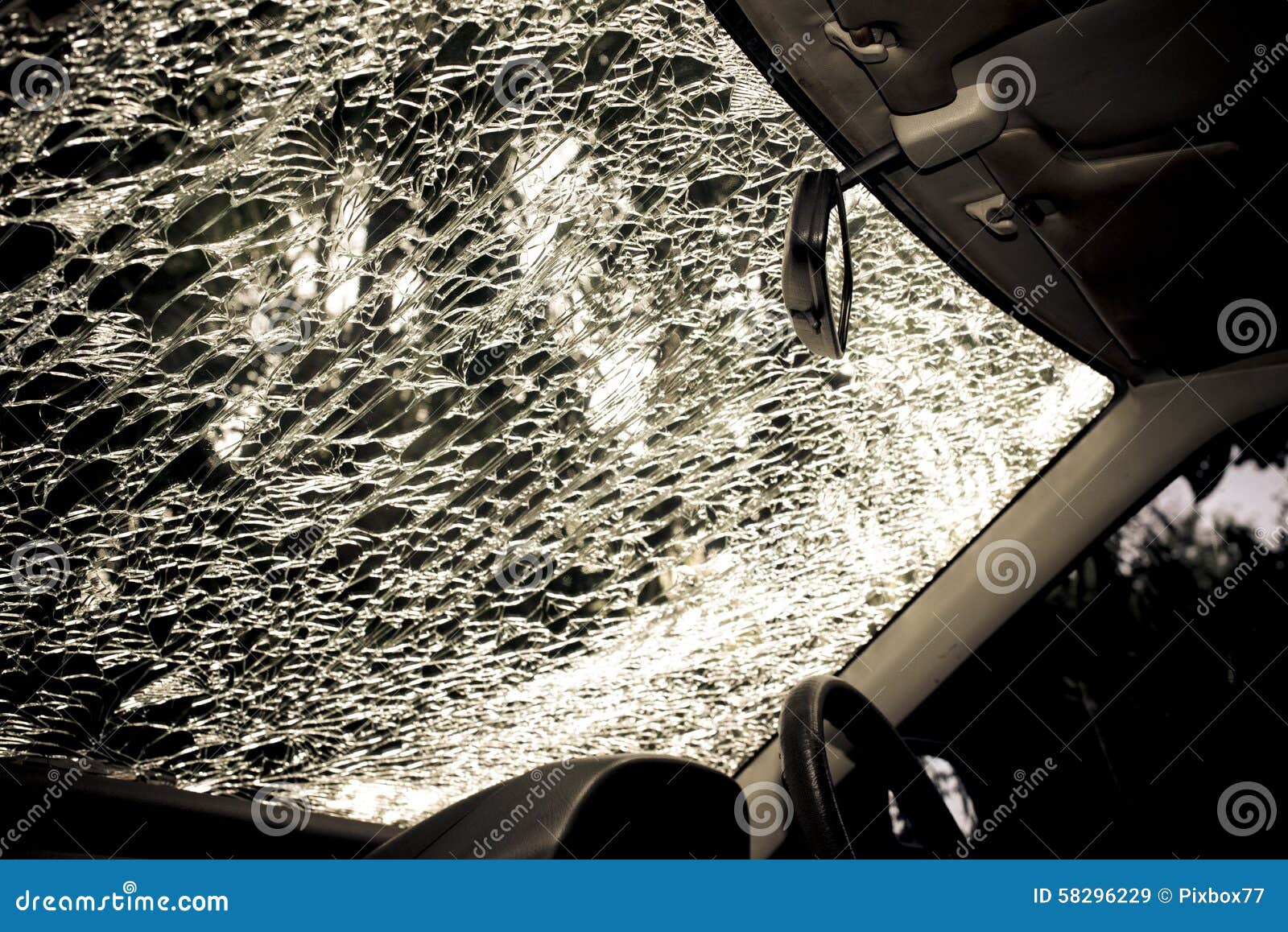 Damaged Glass (car Windshield) Inside Car Stock Image - Image of ...